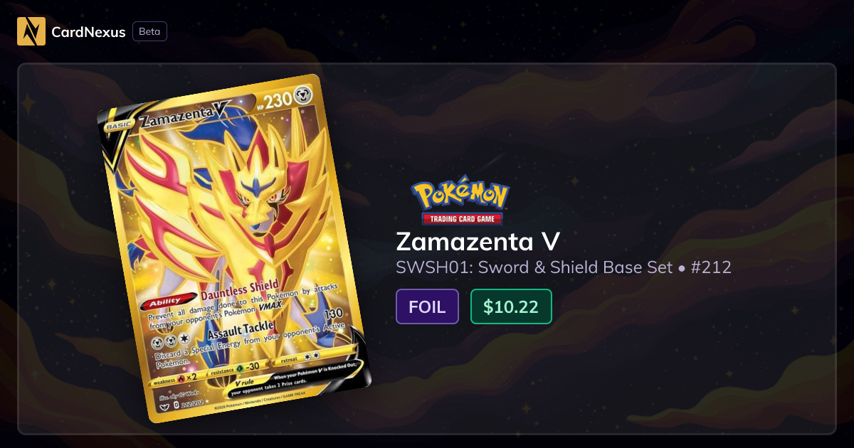 Zamazenta V - SWSH01: Sword & Shield Base Set - Pokemon - CardNexus